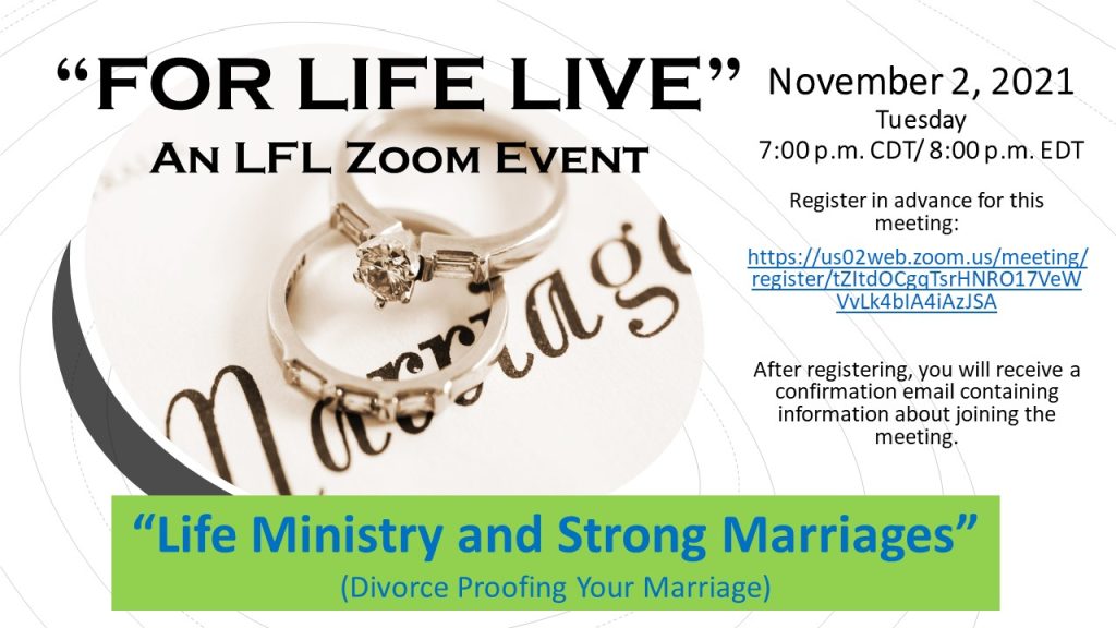 For Life Live – Life Ministry and Strong Marriages (Divorce-Proofing ...